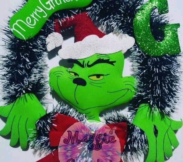 Molde Grinch para enfeitar Guirlanda de Natal: Artesanato Criativo ...