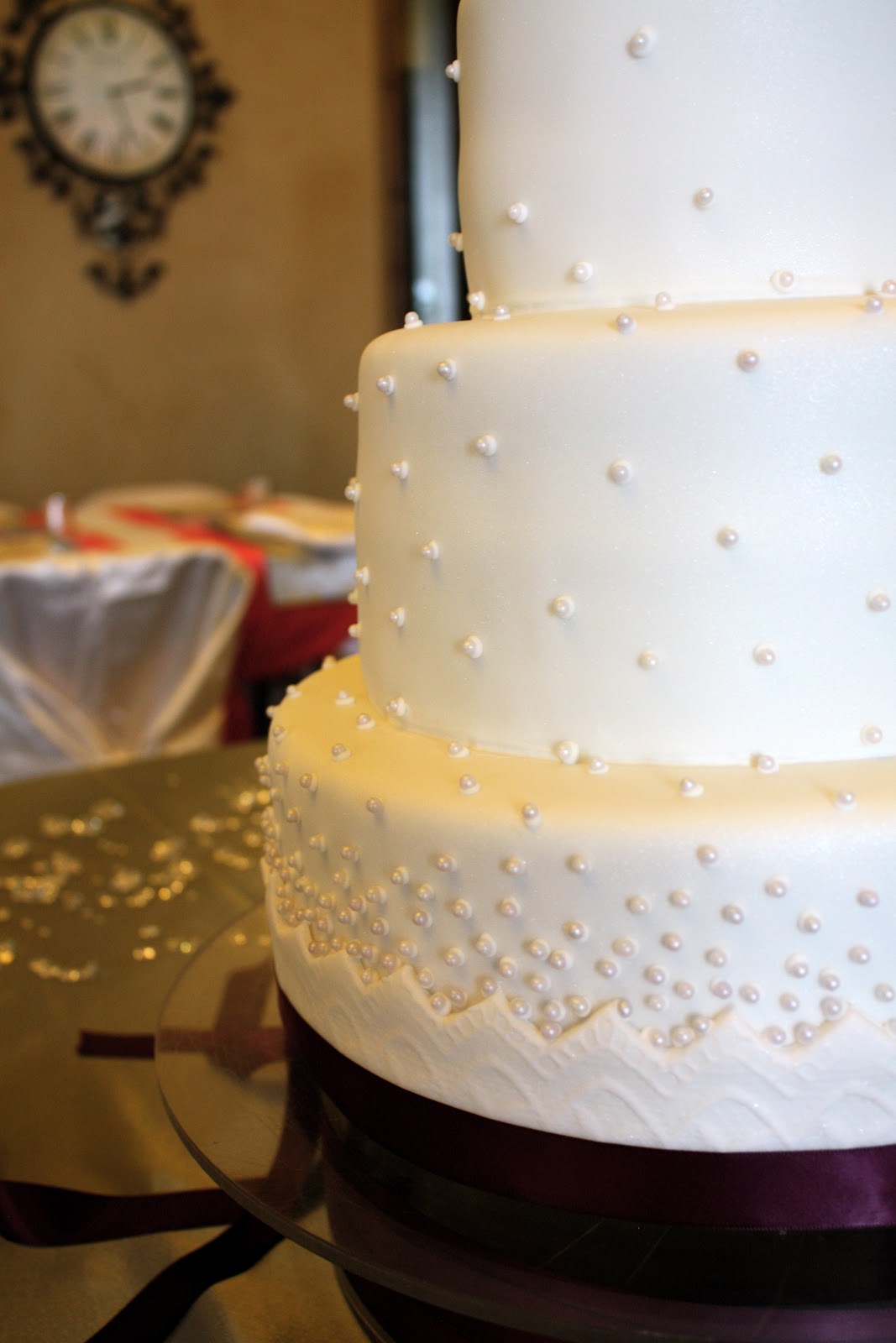 bumble cakes: Perfectly Plum Lace, and Beaded Wedding Cake