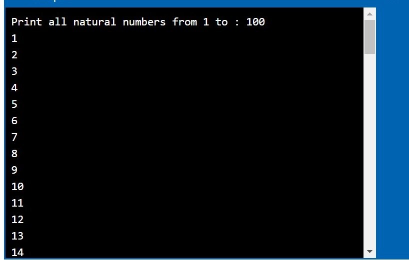 C Program To Print All Natural Numbers From 1 To N Using While Loop C Program To Print All Natural Numbers From 1 To N Using While Loop