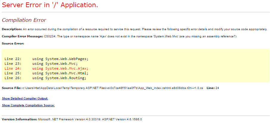 'Ajax' does not exist in the namespace 'System.Web.Mvc' Error ဖြစ်ခြင်း ... 'Ajax' does not exist in the namespace 'System.Web.Mvc' Error ဖြစ်ခြင်း ...