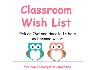 Mrs. Peay's Kindergarten Adventures : Teacher Wish List: Printout Included!
