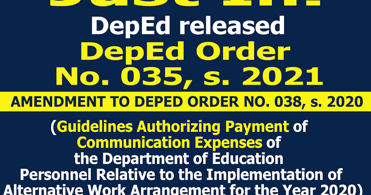DepEd Order No. 035, s 2021 | AMENDMENT TO DEPED ORDER NO. 038, s. 2020 ...