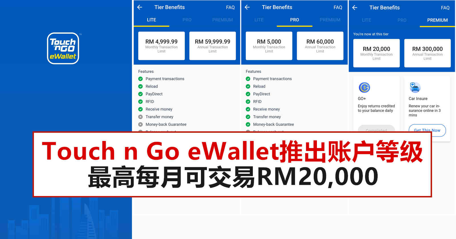Touch ‘n Go eWallet推出账户等级，最高每月可交易RM20,000