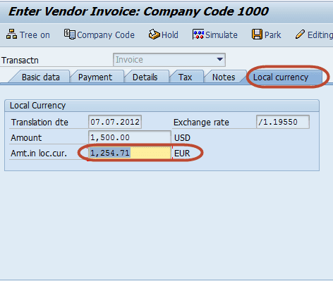 SAP FICO Central: How to post Foreign Currency Vendor Invoice
