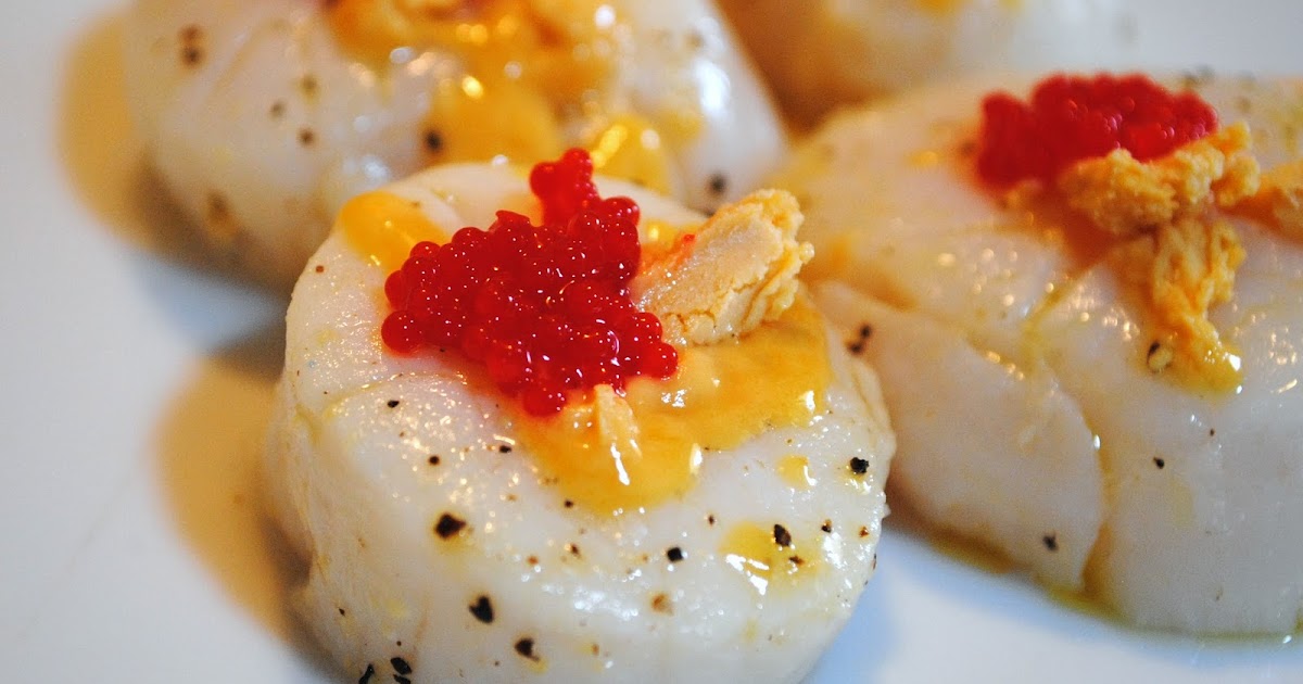Pan-Fried Scallops with Uni Butter and Caviar for #FishFridayFoodies
