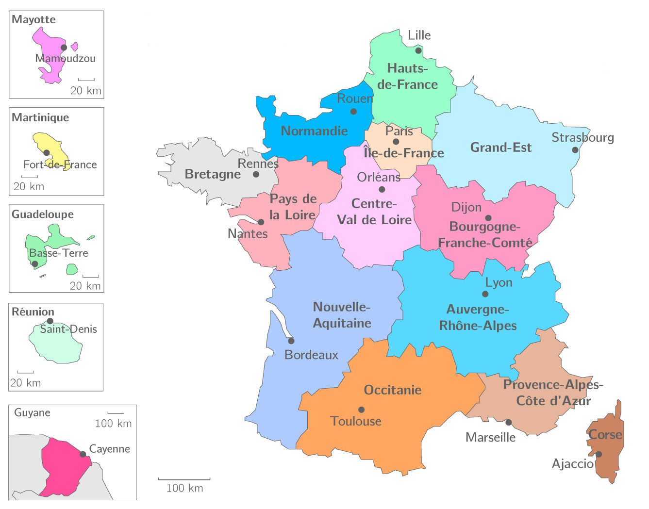 Cahier de texte CM2: Géo: Régions et chef-lieux de France