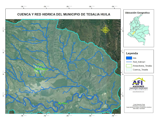 MAPA CUENCA Y RED HIDRICA DEL MUNICIPIO DE TESALIA HUILA | Huila Sig