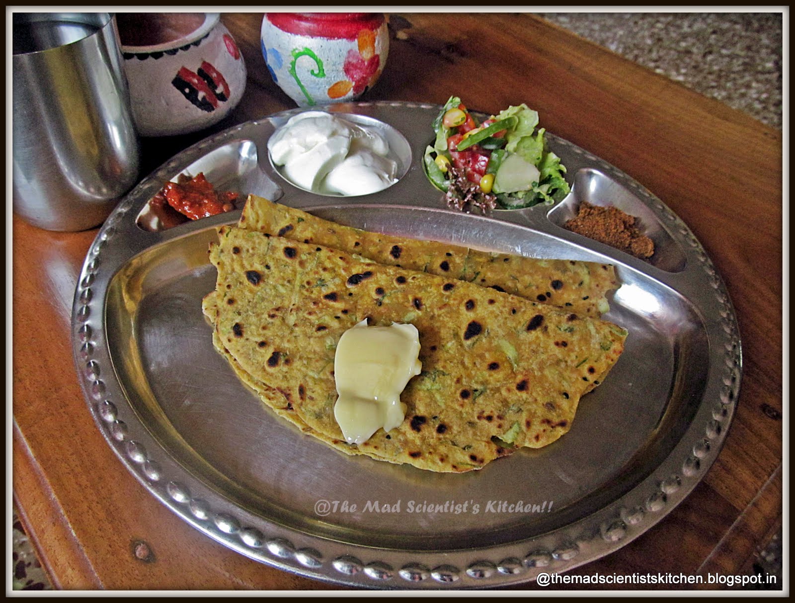 Paneer, Bottle Gourd and Mint Parathas-Working Lunch Thali - The Mad ...