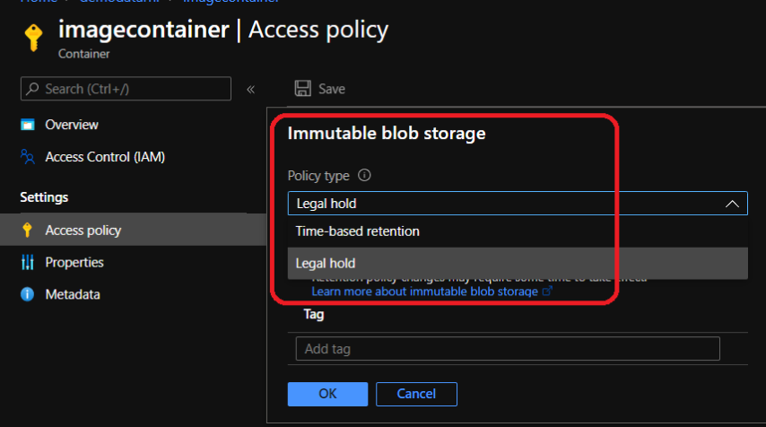 Immutable Storage for Azure Blob Storage