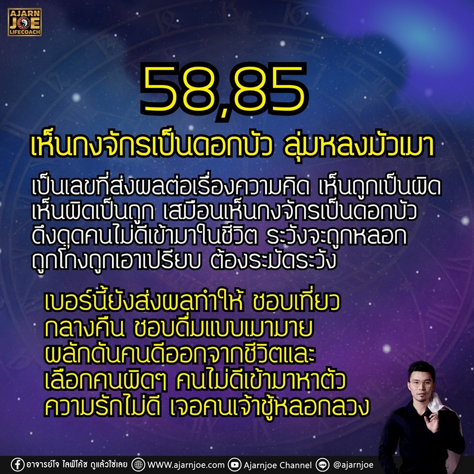 58-85 เลขดีมีแต่ได้ เลขร้ายมีแต่เสีย
