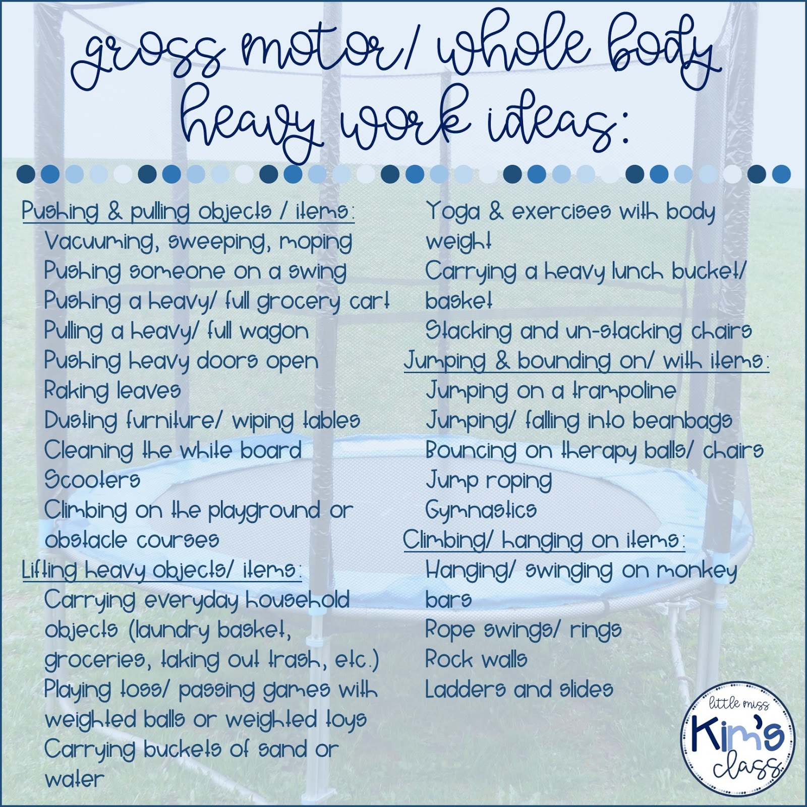 Little Miss Kim's Class: Ideas for HEAVY WORK in the classroom