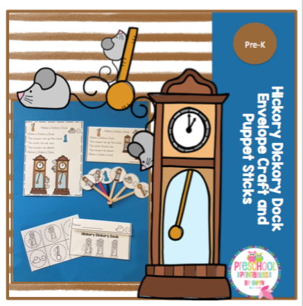 Hickory Dickory Dock Envelope Craft and Puppet Sticks ~ Preschool ...