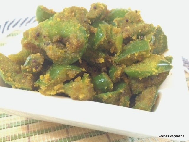 Dry Capsicum Curry - Veenas Vegnation