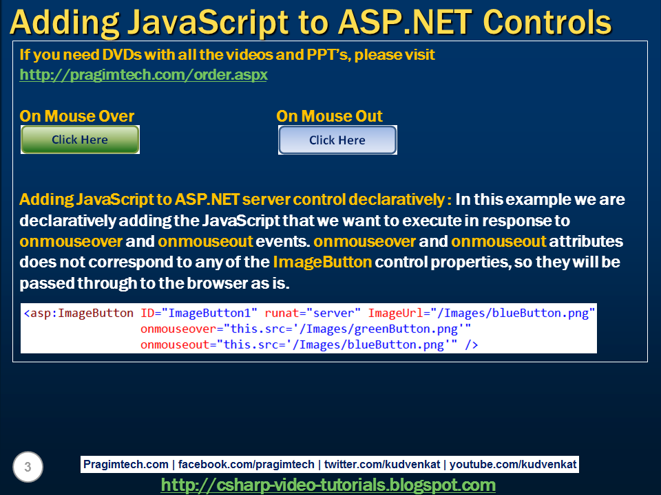 Sql server, .net and c# video tutorial: Adding JavaScript to ASP.NET ... Sql server, .net and c# video tutorial: Adding JavaScript to ASP.NET ...