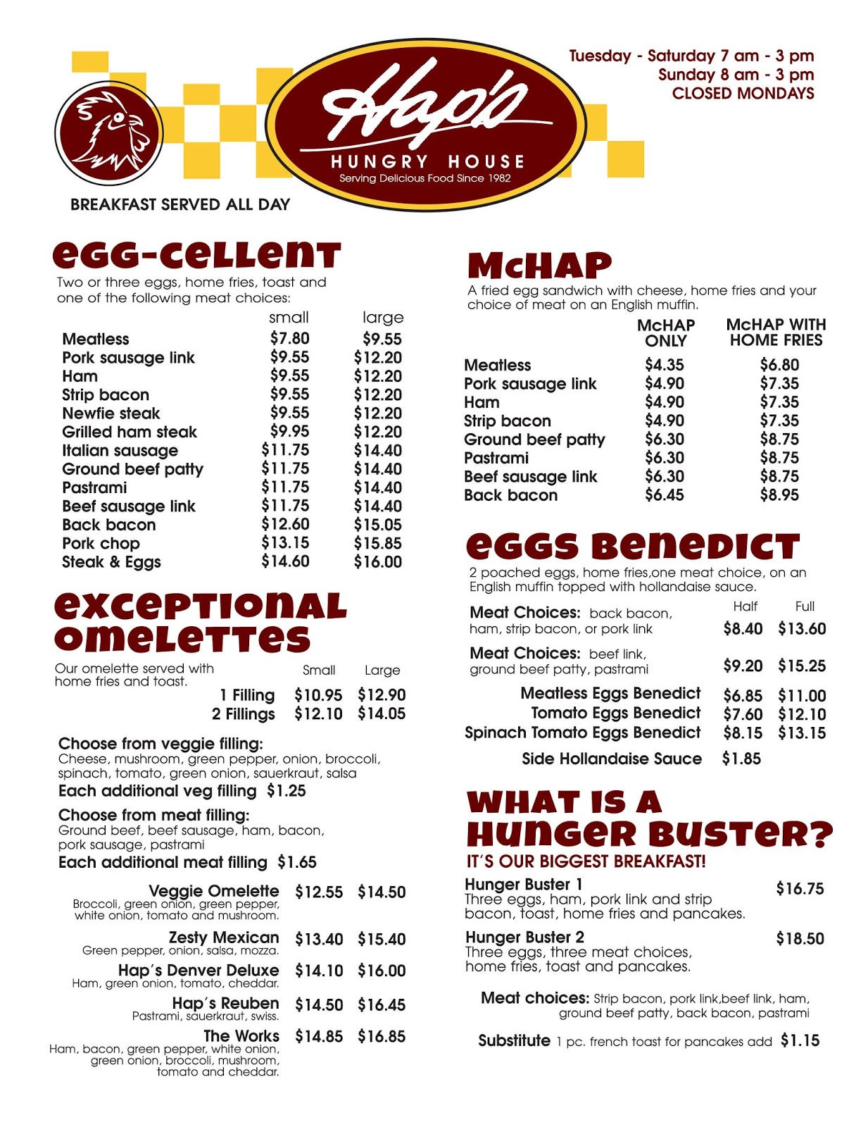 Hap's Hungry House: Menu