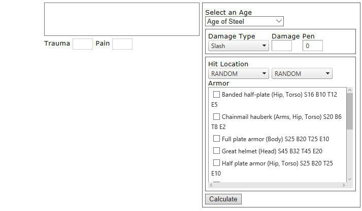 Centuria: Damage Calculator