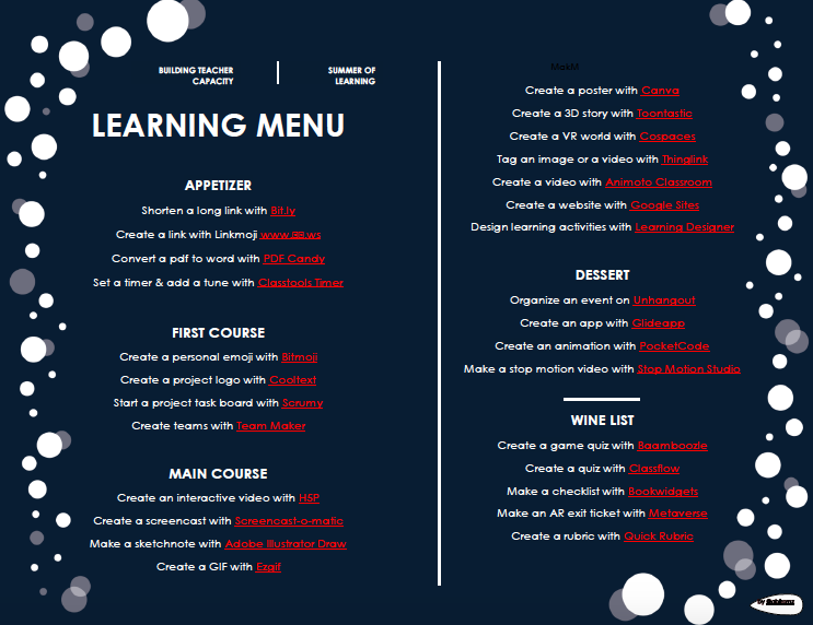 Teacher PD Choice Boards, Learning Menus and Playlists