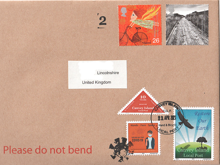 Canvey Island Local Post: Latest Stamps Used on Outgoing Mail 23 April
