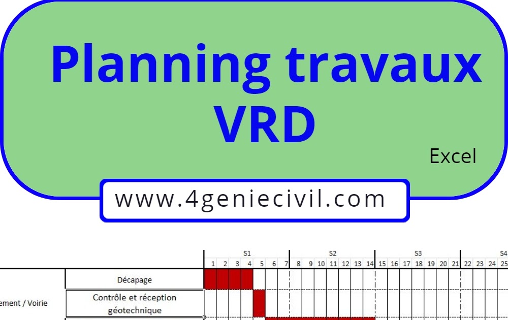 planning travaux VRD excel gratuit