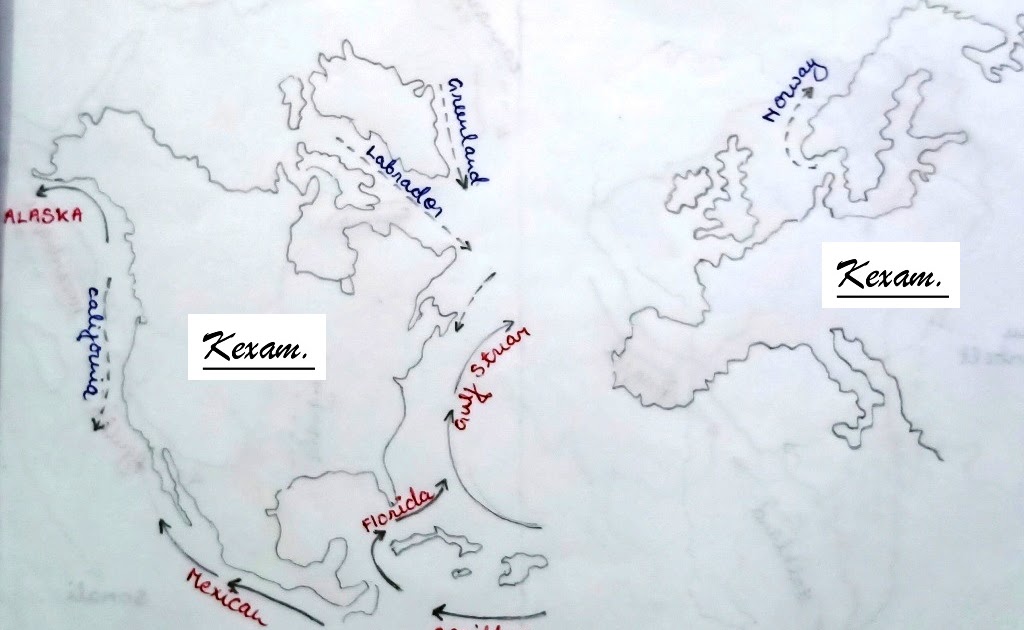 Warm and Cold Ocean Currents Map in NCERT. kexam