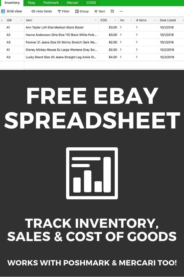 Ebay Excel Spreadsheet Free Download - Invoice Template