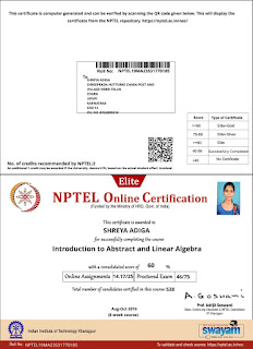 SWAYAM- NPTEL ONLINE CERTIFICATE COURSE HOLDERS 2019-20