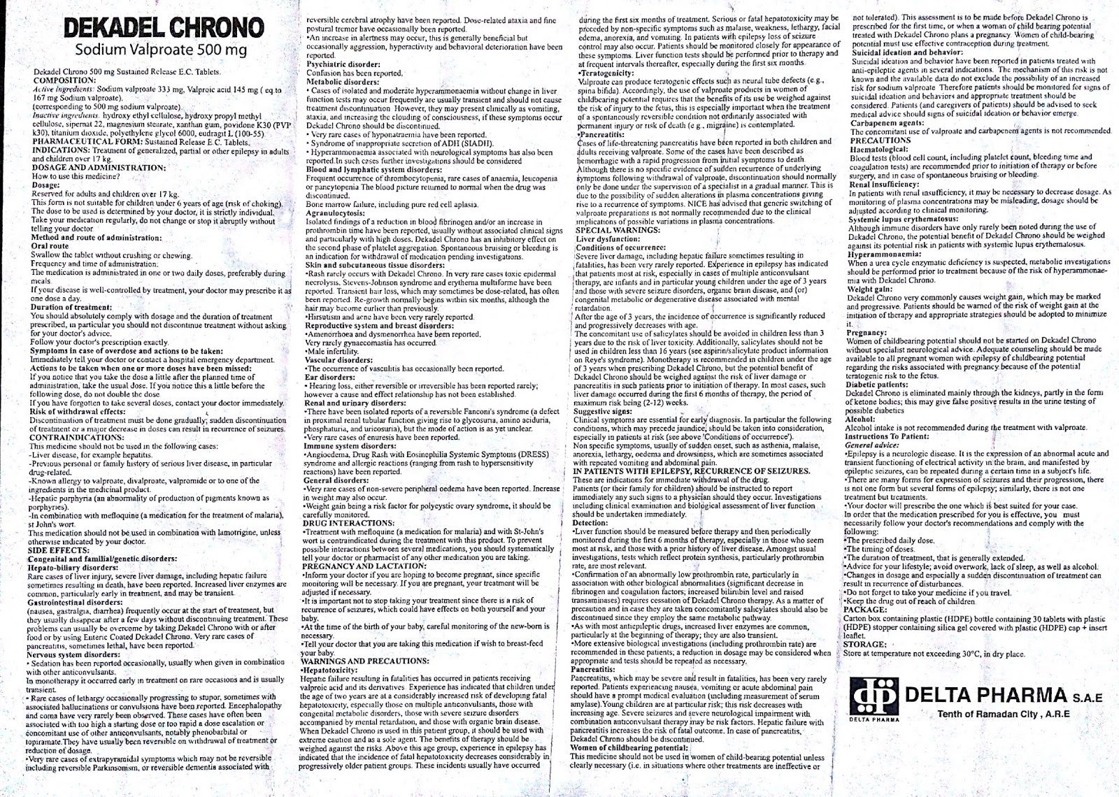 ديكاديل كرونو Dekadel Chrono لعلاج الصرع المعمم