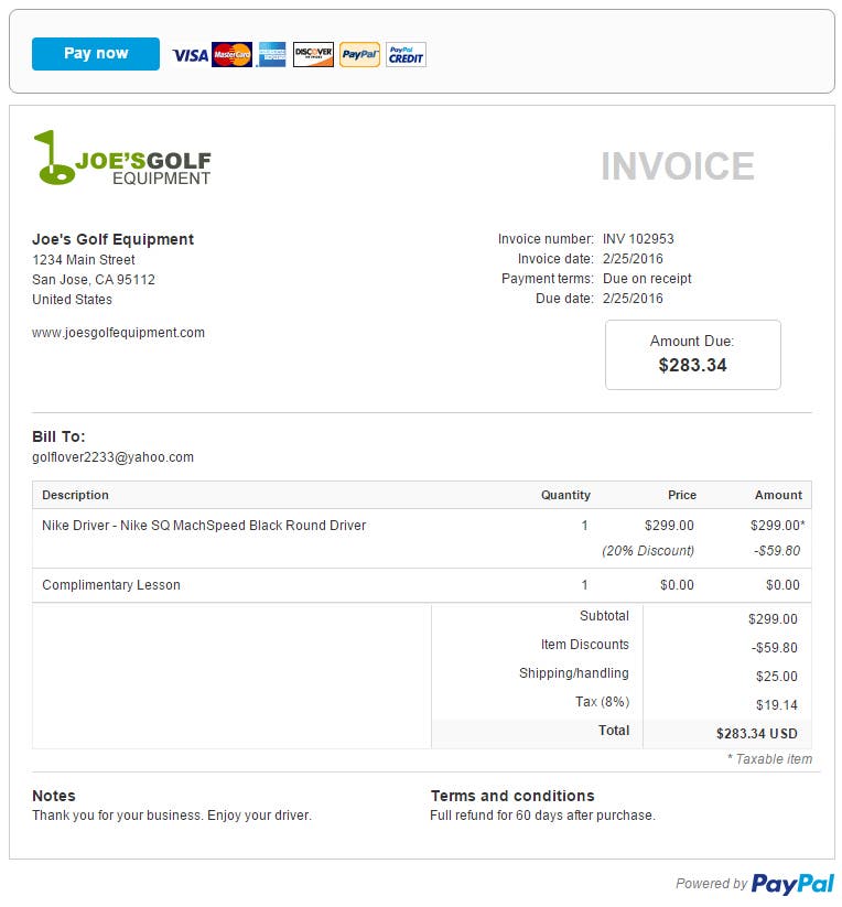 Paypal Invoice Template - Invoice Template