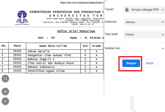 Cara Lihat Nilai Ujian Semester Universitas Terbuka