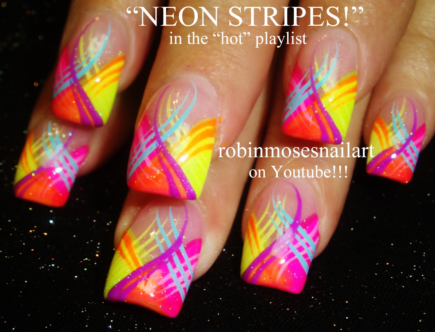 Nail Art by Robin Moses: Neon SUMMER Ombre Splatter Paint Nail Design!