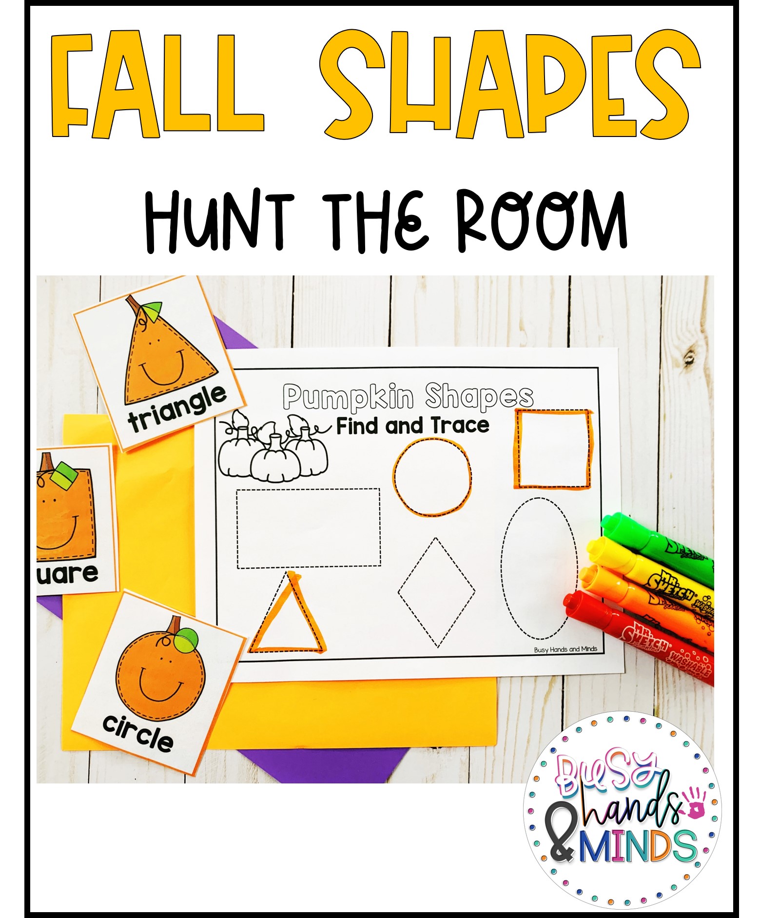 Fall Shapes Hunt the Room | Busy Hands and Minds