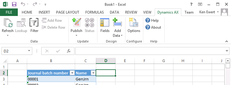 Dynamics AX 2012 Data Import using Excel Add-in