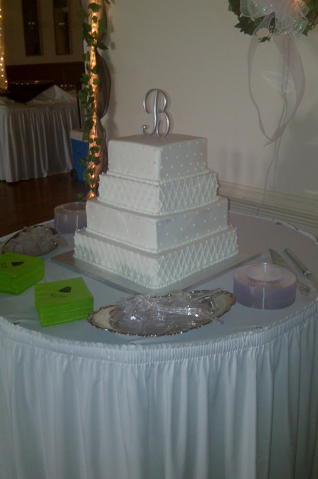 Custom Cakes by Christy: 4 Tier Square White Wedding Cake