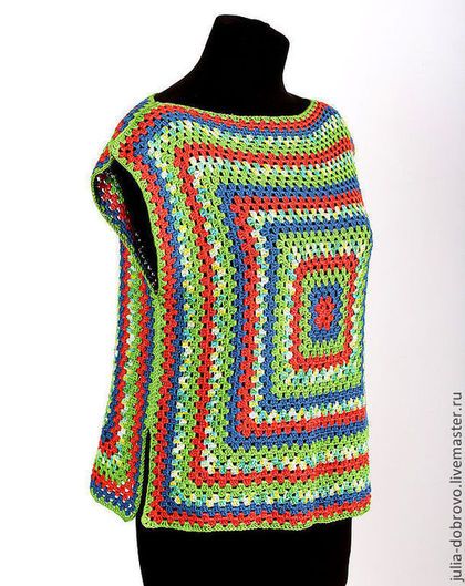 crochelinhasagulhas: Roupas em squares de crchê