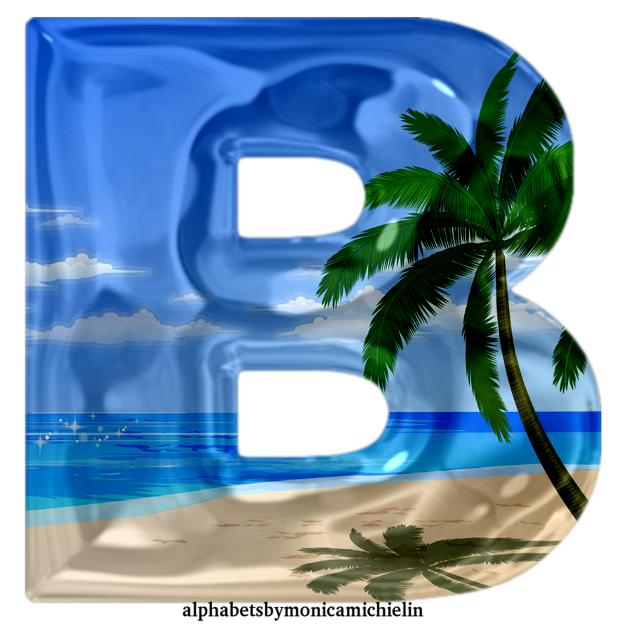 M. Michielin Alphabets: BEACH SAND BLUE WATER PALM TREE CARTOON LUMPY ...