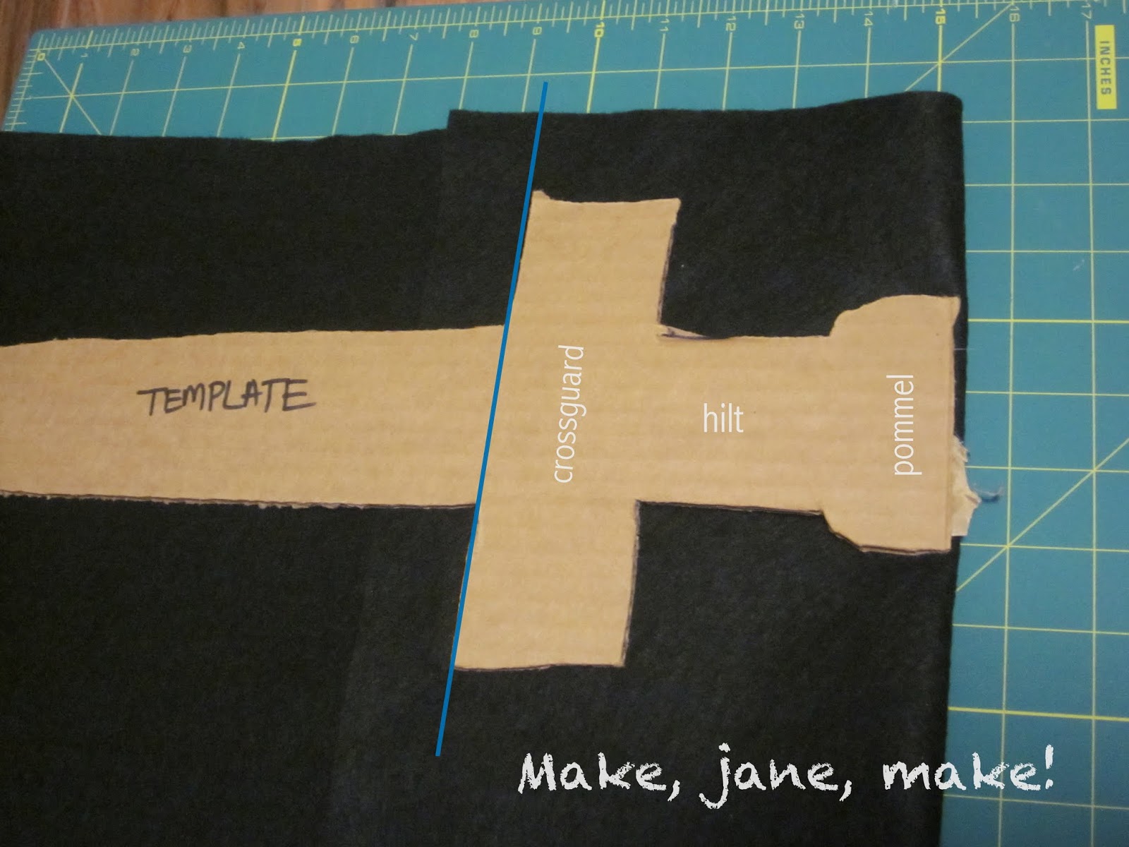 Make, Jane, make!: DIY Hallowe'en: Felt and Cardboard Sword Tutorial