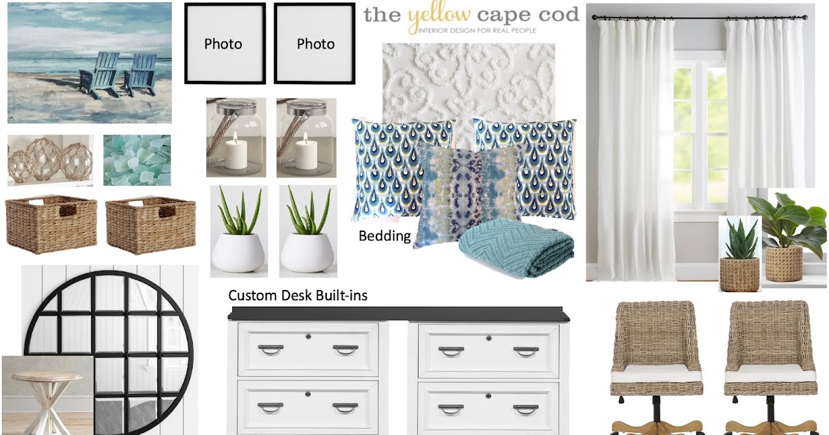 The Yellow Cape Cod: Updated Coastal Preppy Home Office Guest Room
