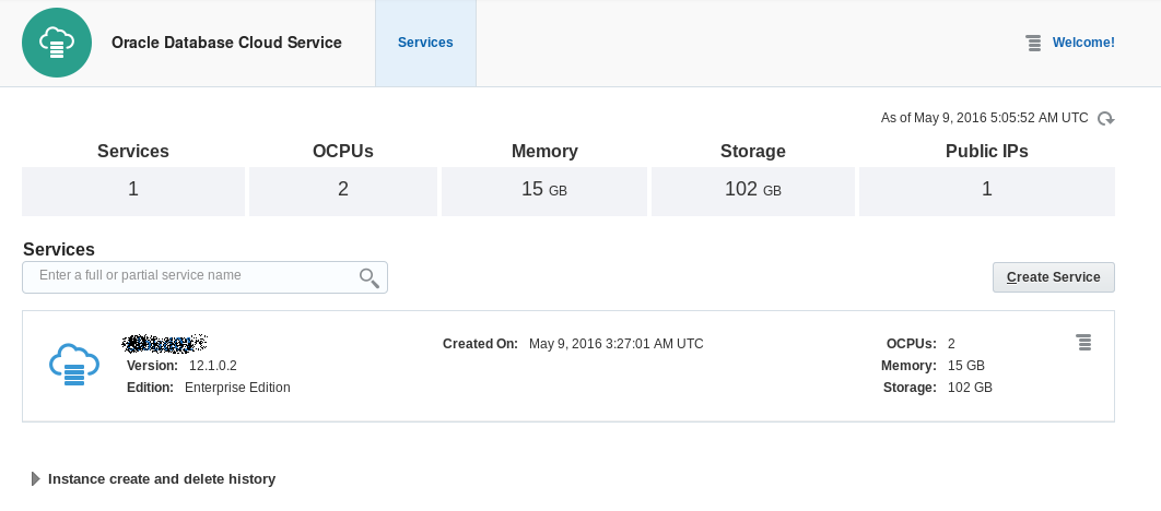 --Kundun Oracle--: Setting up an Oracle Cloud Database Service