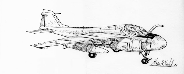 Drawings and sketches while studying: Grumman A-6A Intruder