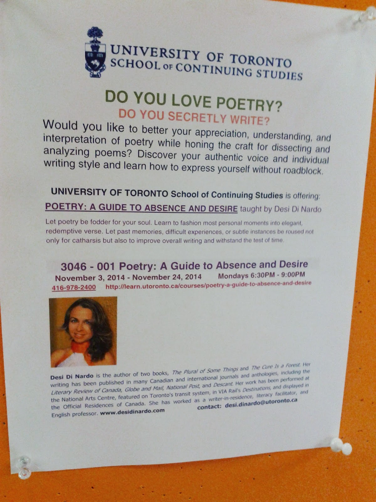 Toronto things: Poetry program at University of Toronto