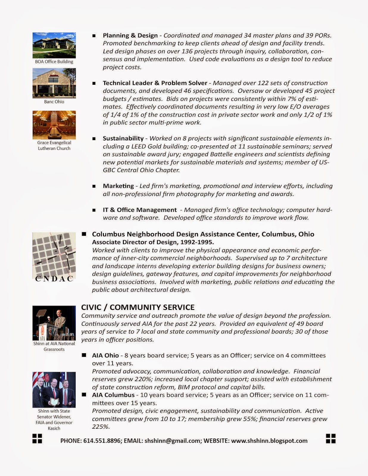 Steven H Shinn, AIA, LEED AP BD+C: Resume