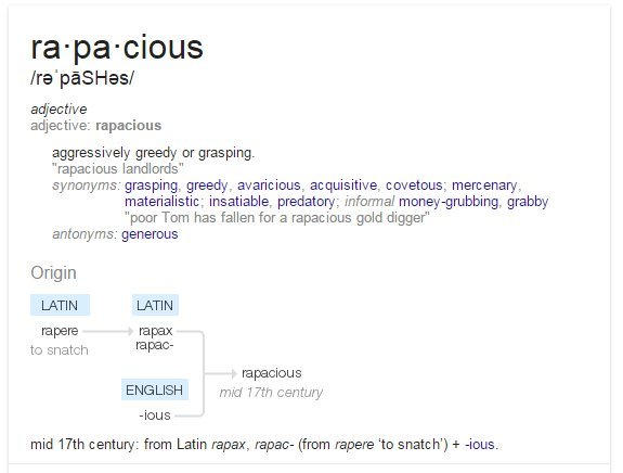 Just thinking: Rapacious