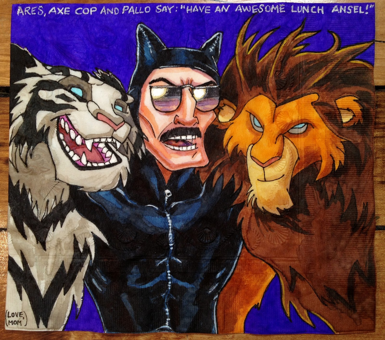 Daily Napkins: Axe Cop with Ares and Pallo From Lions, Tigers and Bears