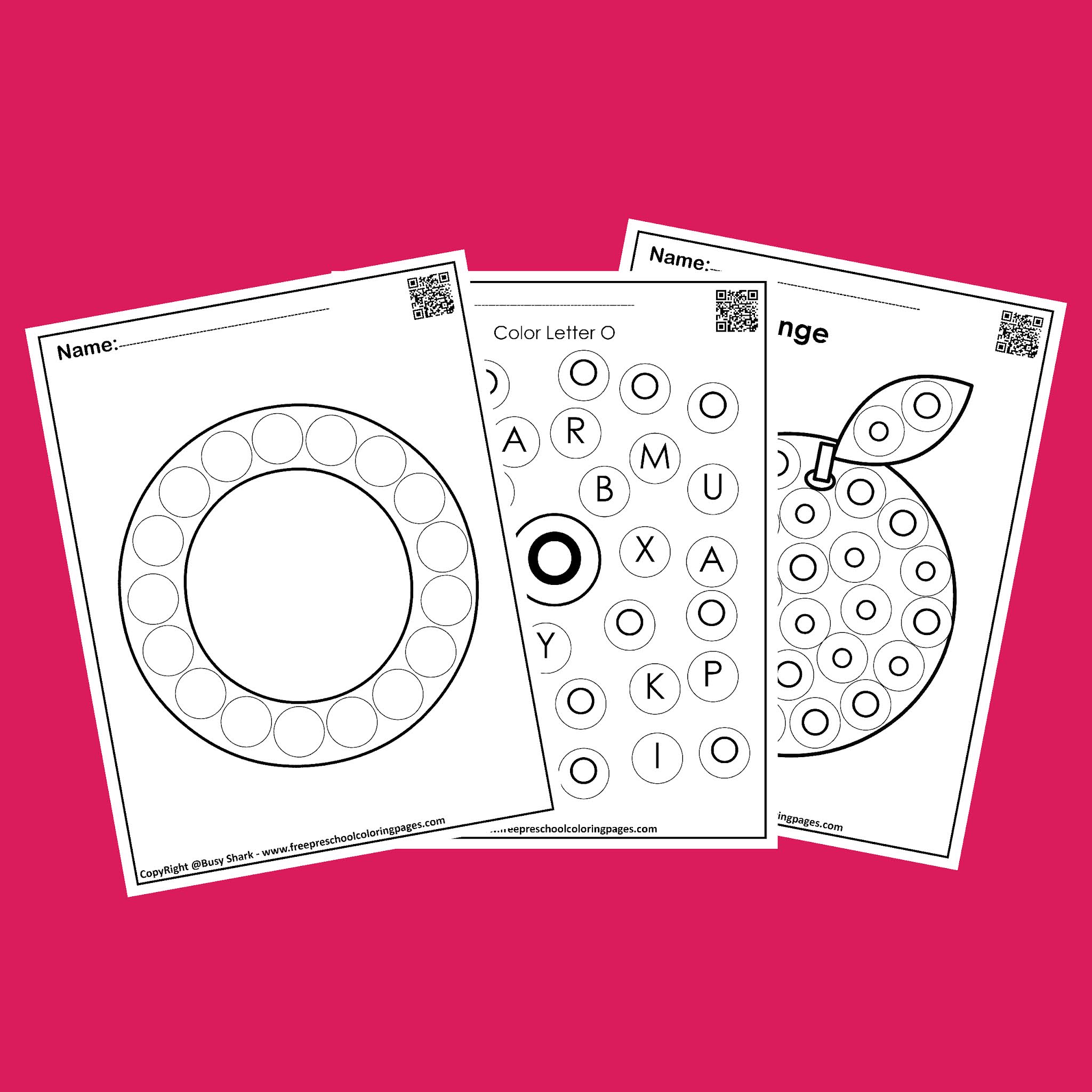 Letter O "10 free Dot Markers coloring pages"