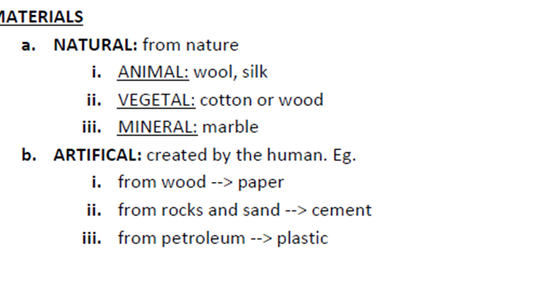 Natural Science 5 grade: 5. MATTER: materials