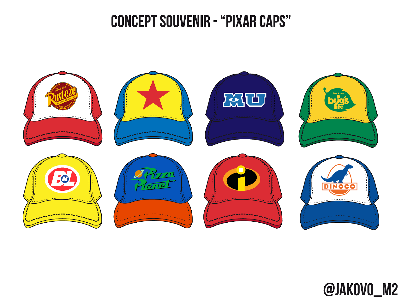 Jakovo M2: concept souvenir - pixar caps