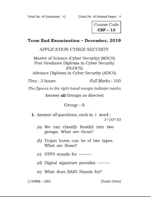 OSPU CSP application cyber security Dec 2019 Question Paper - University Question Papers