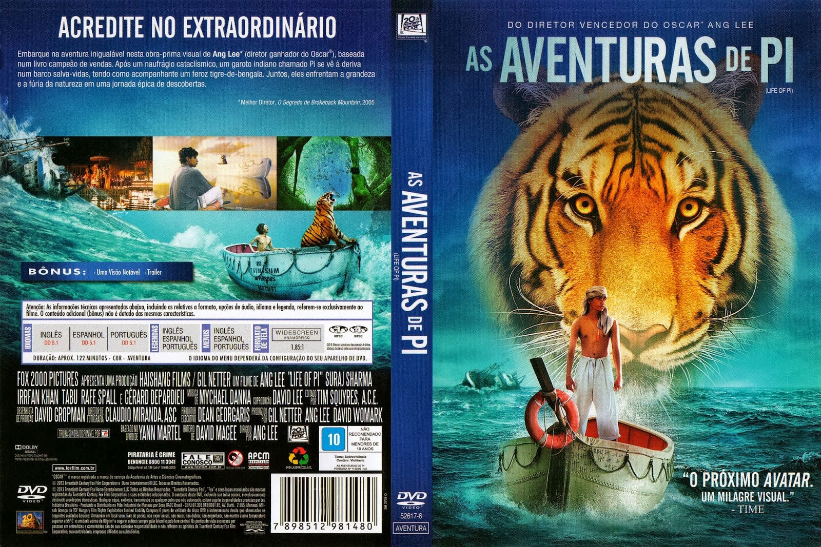 Capas Filmes Aventura: As Aventuras de Pi