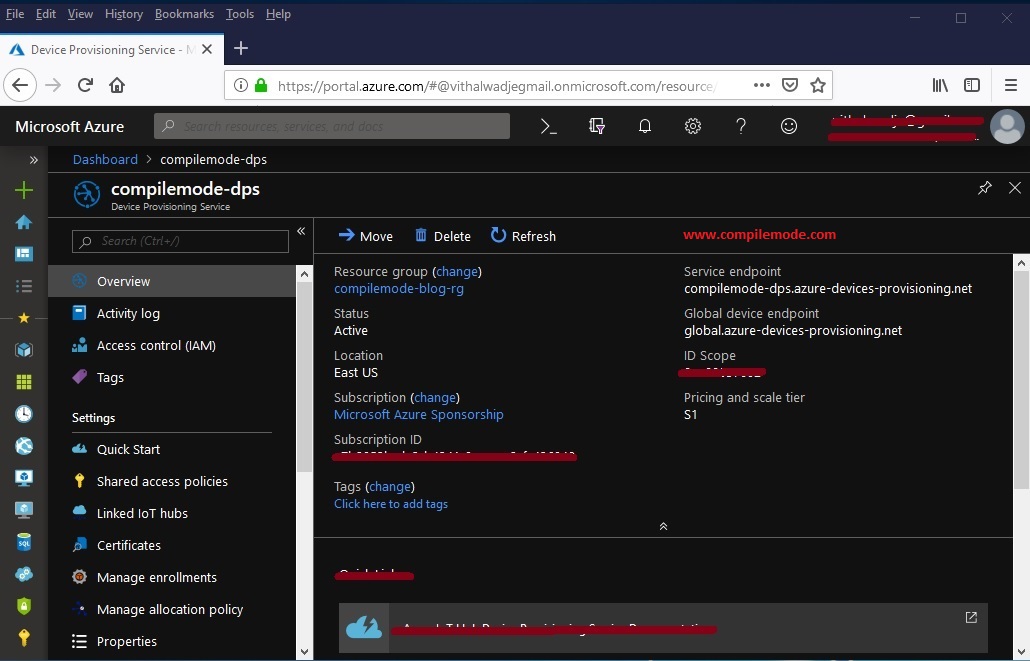 Creating Azure Iot Hub Device Provisioning Service Using Azure Portal