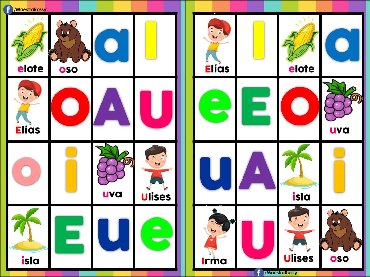 Juego Lotería de las Vocales | Mundo de Rukkia